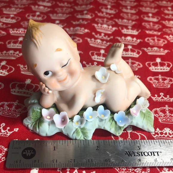 Lefton | Art | Vintage Lefton China Kewpie With Blue Wings Laying In ...